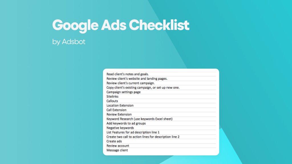 Google Ads Checklist - Adsbot